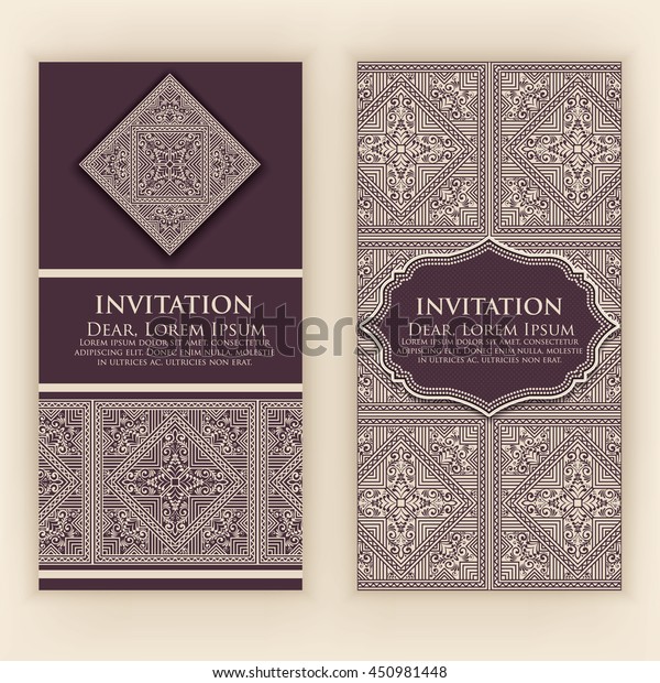 Vector invitation, cards with ethnic arabesque elements. Arabesque ...