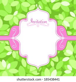 Vector Invitation Design Green Foliage Background Stock Vector (Royalty ...