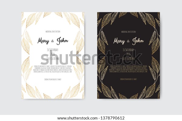 Vector Invitation Gold Floral Elements Luxury Stock Vector (Royalty ...