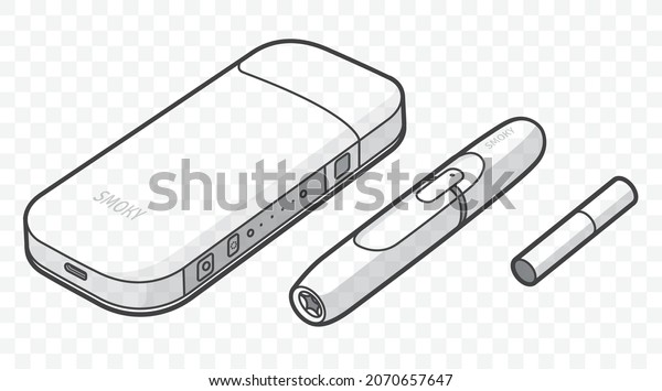 Vektor Stok Vector Iqos Heated Tobacco Electronic Cigarette (Tanpa ...