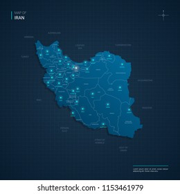 Vector Iran Map Illustration Blue Neon Stock Vector (Royalty Free ...