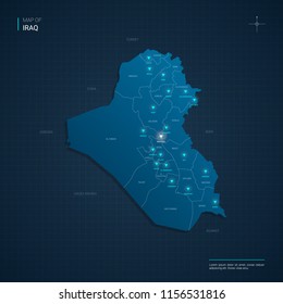 Vector Iraq Map Illustration Blue Neon Stock Vector (Royalty Free ...