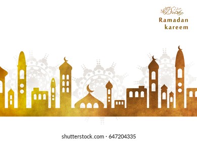 Vector Islamic Golden City Background Ramadan Stock Vector (Royalty ...