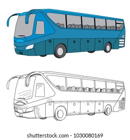 Vector Isolated Blue Bus Sketch Stock Vector (Royalty Free) 1030080169 ...