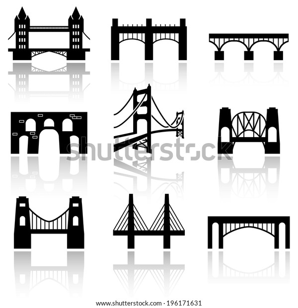 Vector Isolated Bridges Icons Set: vetor stock (livre de direitos ...