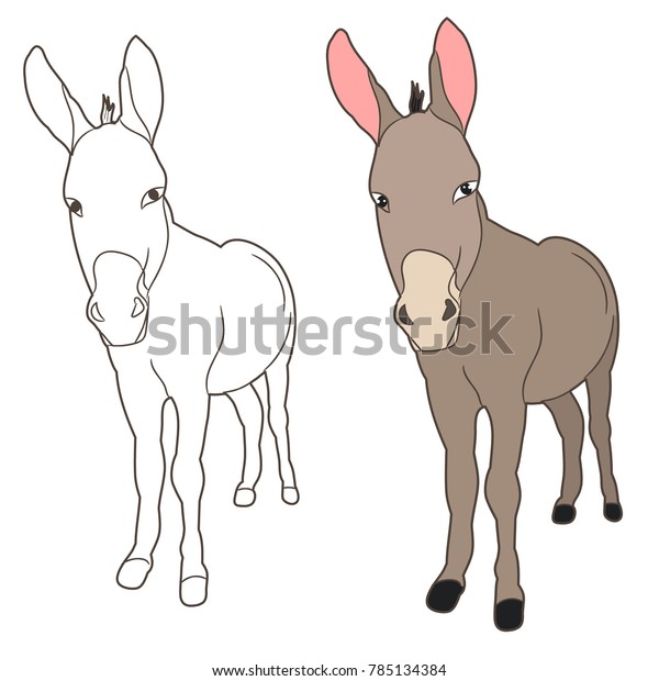 Vector Isolated Donkey Mule Outline Stock Vector (Royalty Free ...