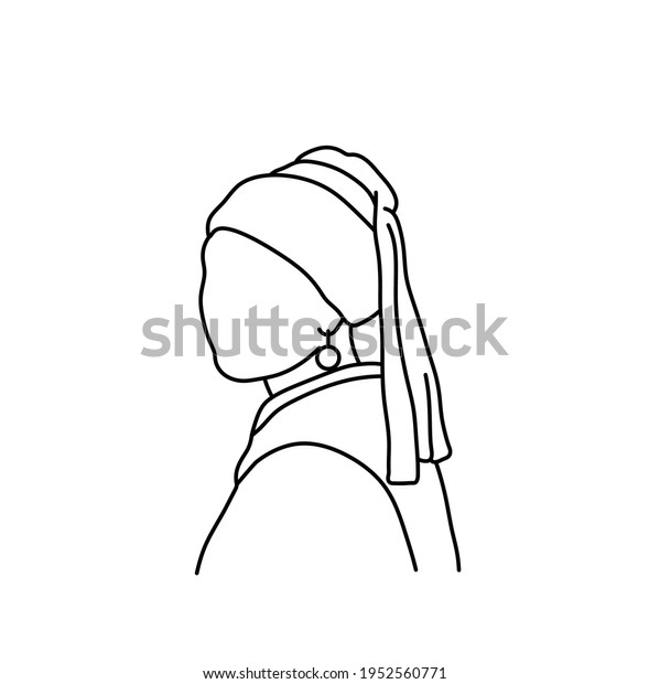 Vector Isolated Famous Painting Line Silhouette Stock Vector (Royalty ...