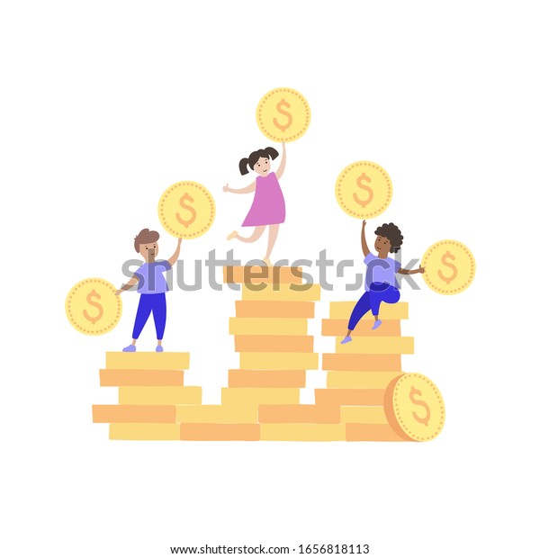 Vector Isolated Illustration Boy Girl Coin Stock Vector (Royalty Free ...