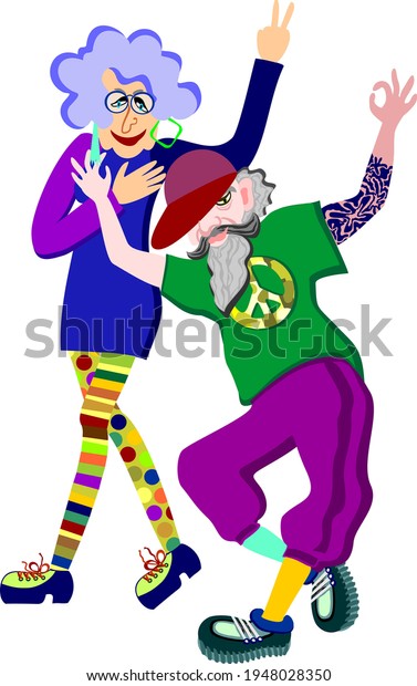 Vector Isolated Illustration Dancing Elder Couple Stock Vector (Royalty ...