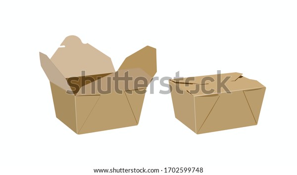 Vector Isolated Illustration Take Away Box Stock Vector (Royalty Free ...