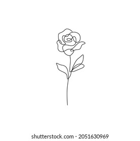 Vector Isolated One Line Rose Drawing Stock Vector (Royalty Free ...