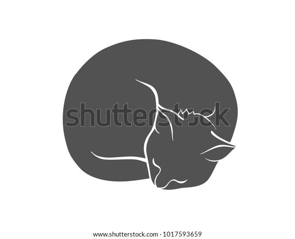 Vector Isolated Sleeping Cat Silhouette Graphic Stock Vector (Royalty ...