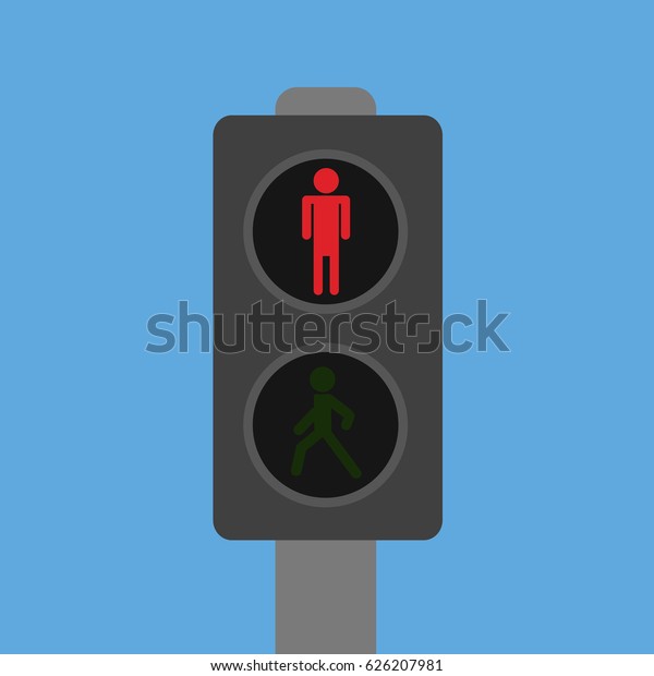 Vektor Stok Vector Isolated Stoplight Red Man Stop (Tanpa Royalti ...