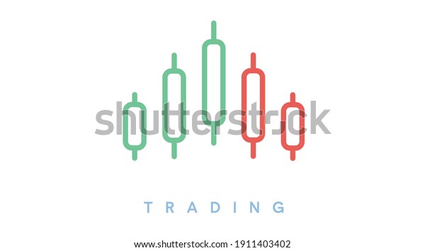 Vector Isolated Trading Icon or Illustration, with Candles or Candlesticks