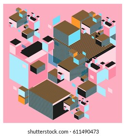 Vector Isometric Abstract Background Design Poster Stock Vector ...