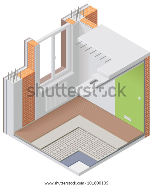 Vector Isometric Apartment Cutaway Icon Image Stock Vector (Royalty ...