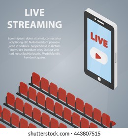 Vector Isometric Banner Live Streaming Website Stock Vector (Royalty ...