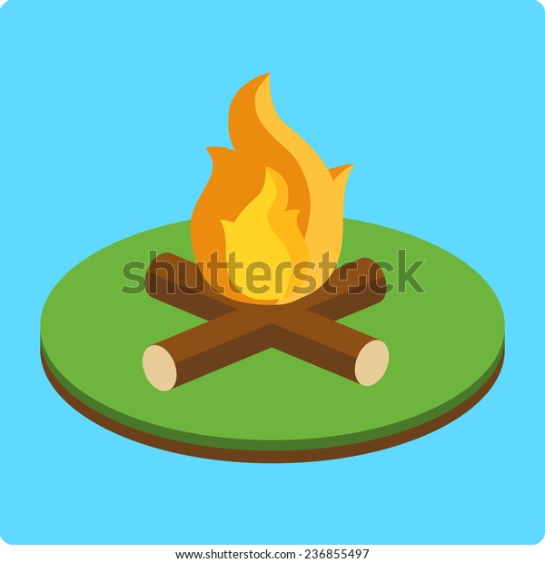 Vector Isometric Flat Fire Isolated On Stock Vector (Royalty Free ...
