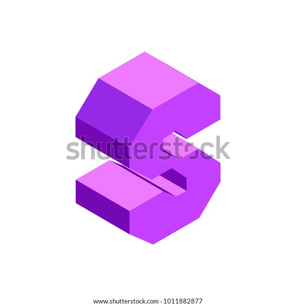 Vector Isometric Geometric Letter S Purple Stock Vector (Royalty Free ...