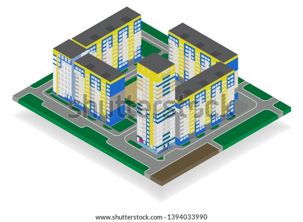 Vector Isometric High Rise Building Urban Stock Vector (Royalty Free ...