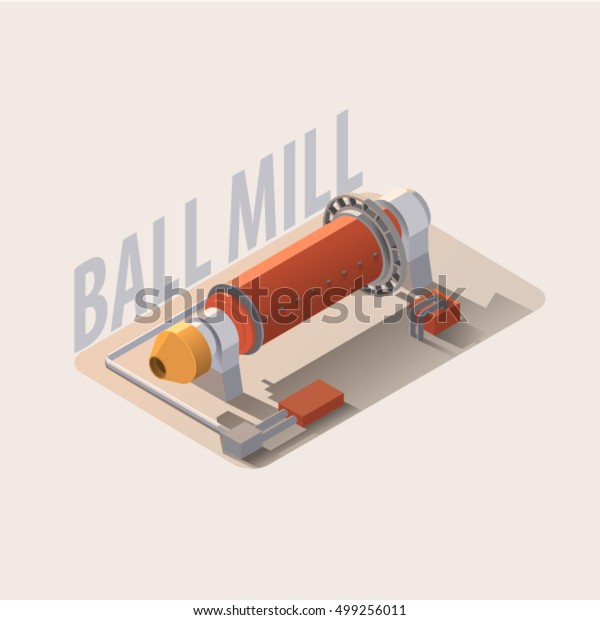 Vector Isometric Illustration Ball Mill Equipment Stock Vector (Royalty ...