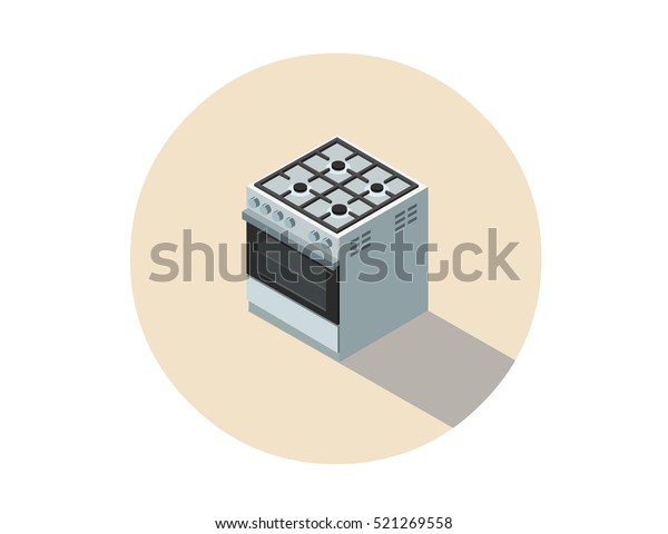 Vector Isometric Illustration Gas Cooker Stove Stock Vector (Royalty ...