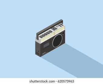 Vector Isometric Illustration Retro Record Player Stock Vector (Royalty ...