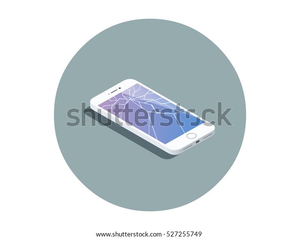 Vector Isometric Illustration Smartphone Broken Screen Stock Vector ...
