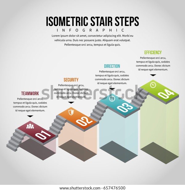 Vector Isometric Illustration Stair Steps Infographic Stock Vector ...