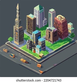 Vector Isometric Low Poly City Stock Vector (Royalty Free) 2204721743 ...