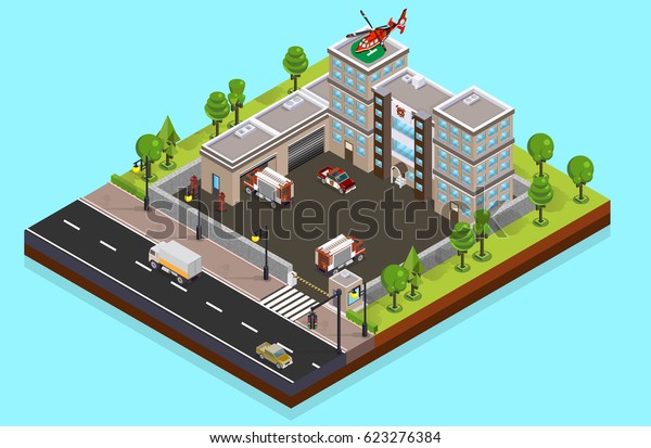 Vector Isometric Low Poly Illustration City Stock Vector (Royalty Free ...