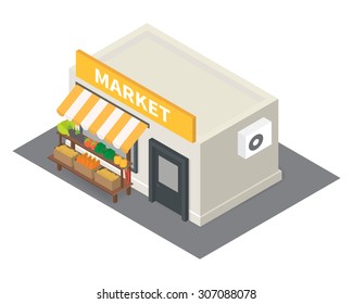 Vector Isometric Market Stalls Vegetables Flat Stock Vector (Royalty Free) 307088078 | Shutterstock