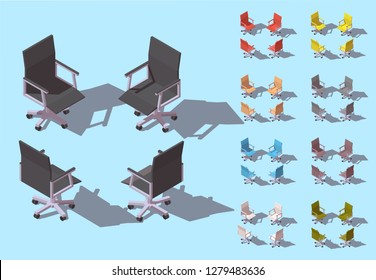 Vector Isometric Office Chair Set Computer Stock Vector (Royalty Free ...