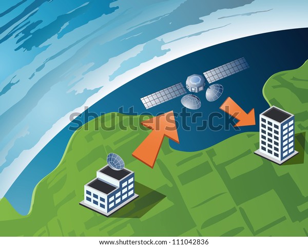 Vector Isometric View Earth Satellite Stock Vector (Royalty Free ...