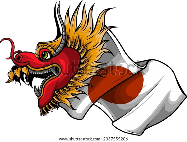 Vector Japanese Dragon Illustration Japanese Flag Stock Vector (Royalty ...