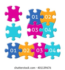 Vector Jigsaw Puzzle Pieces Numbers Four Stock Vector (Royalty Free ...