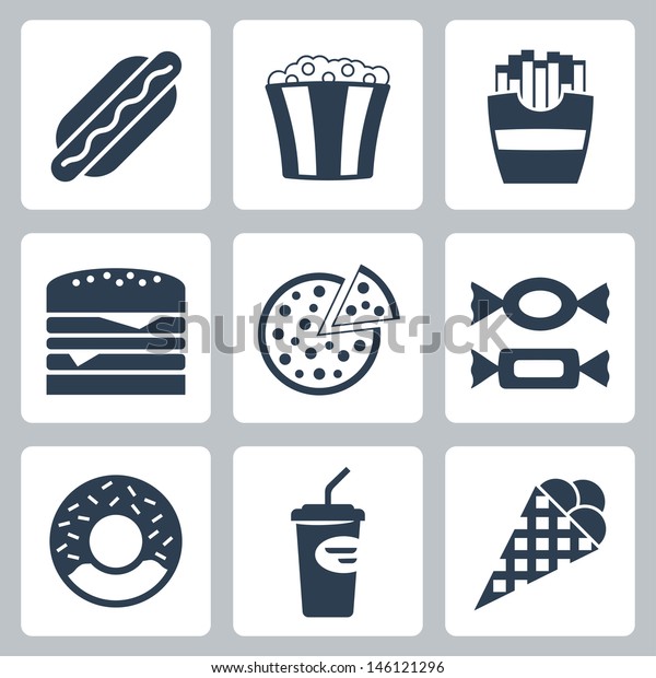 Vector Junk Food Icons Set Stock Vector (Royalty Free) 146121296 ...