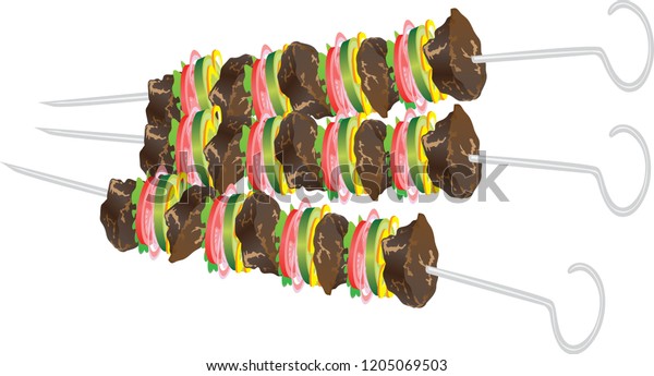Vector Kebab Arab Food Stock Vector (Royalty Free) 1205069503 ...
