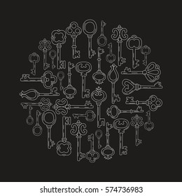 Vector Keys Hand Drawn Doodles Set Stock Vector (Royalty Free ...