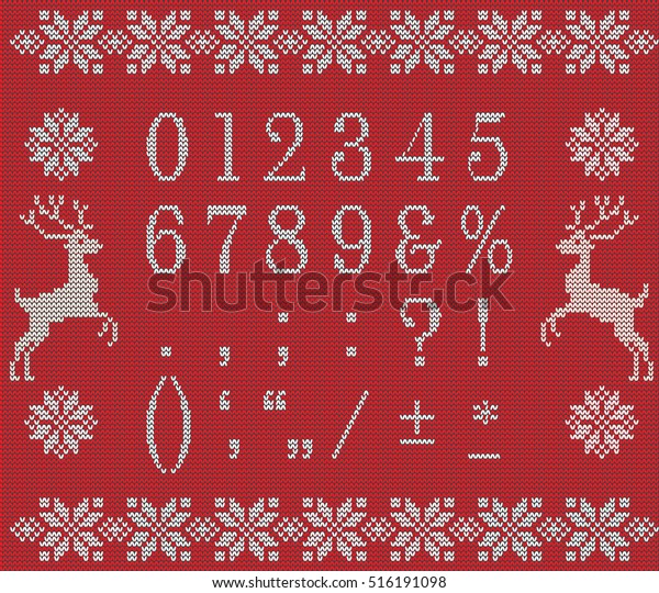 Vector Knitting Numbers Signs Punctuation Winter Stock Vector (Royalty ...