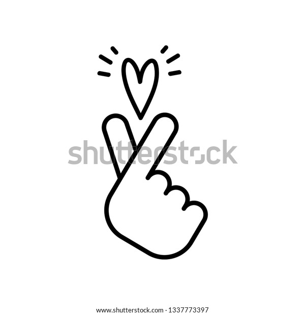 Vector Korean Heart Hand Gesture Symbol 스톡 벡터(로열티 프리) 1337773397 ...