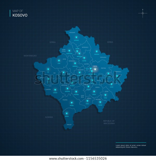 Vector Kosovo Map Illustration Blue Neon Stock Vector (Royalty Free ...