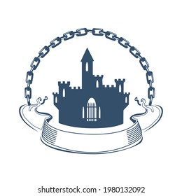Vector Label Medieval Castle Vintage Ribbon Stock Vector (Royalty Free ...
