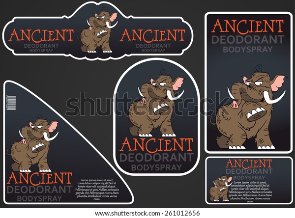 Vector Label Template Elephant Mammoth Cartoon Stock Vector (Royalty ...