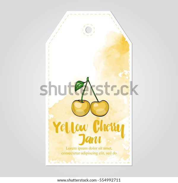 Vector Label Yellow Cherry Jam Watercolor Stock Vector (Royalty Free ...