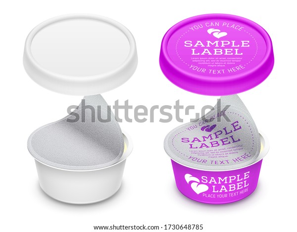 Vector Labeled Round Plastic Container Opened Stock Vector (Royalty ...