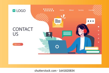 Vector Landing Page Template Contact Us Stock Vector (Royalty Free ...