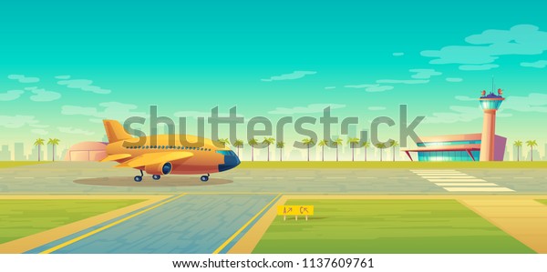 Vector Landing Strip Plane Ready Takeoff Stock Vector (Royalty Free ...