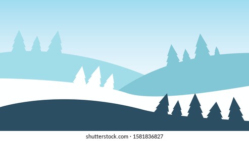 Vector Landscape Background Snow Hills Trees Stock Vector (Royalty Free ...
