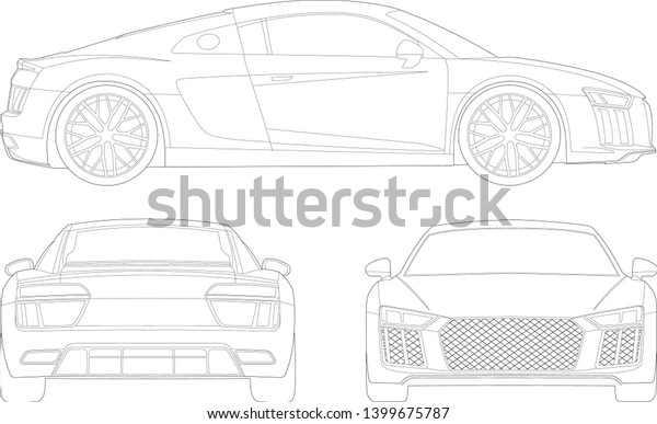 Vector Layout Contour Drawing Sports Car Stock Vector (Royalty Free ...